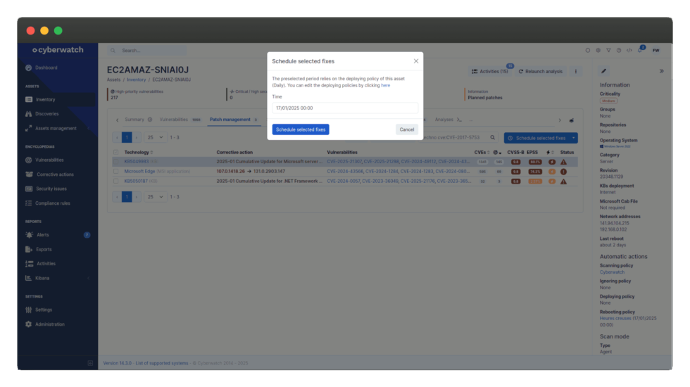 Gestion des vulnérabilités et contrôle de votre conformité - Cyberwatch